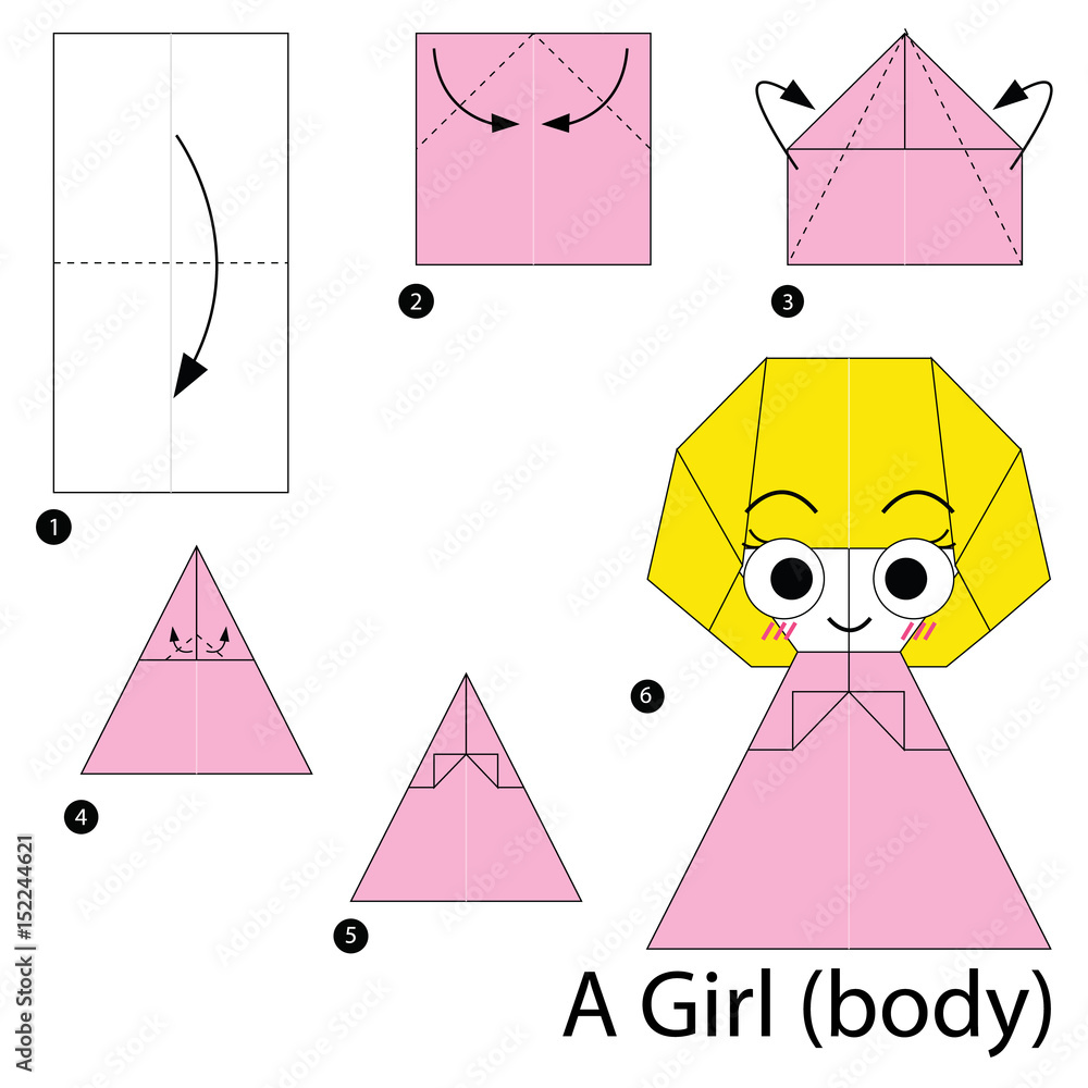 step by step instructions how to make origami A Girl (Body) Stock ...