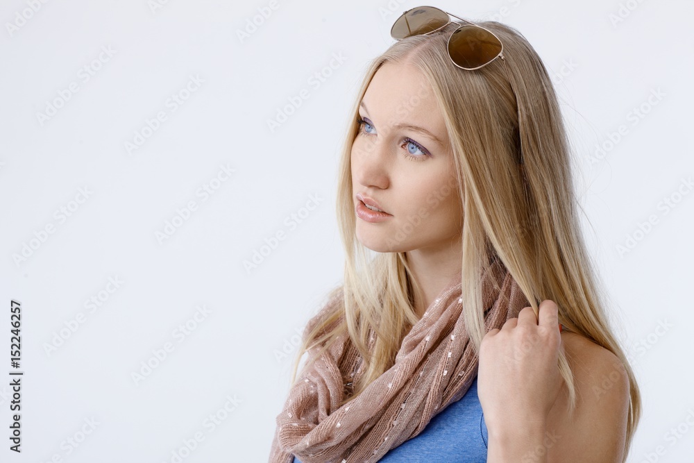 Side view of beautiful blonde woman Stock-Foto | Adobe Stock