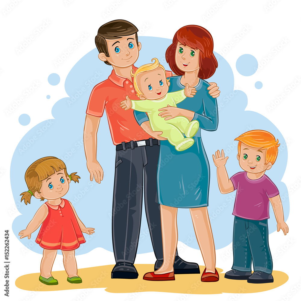 Family Of Five Cartoon