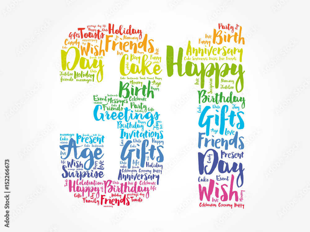 Happy 31st birthday word cloud collage concept Stock Vector | Adobe Stock