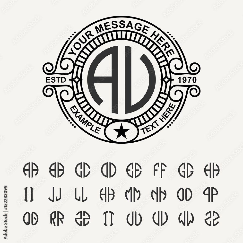 Modern emblem, badge, template. Luxury elegant frame ornament line logo ...