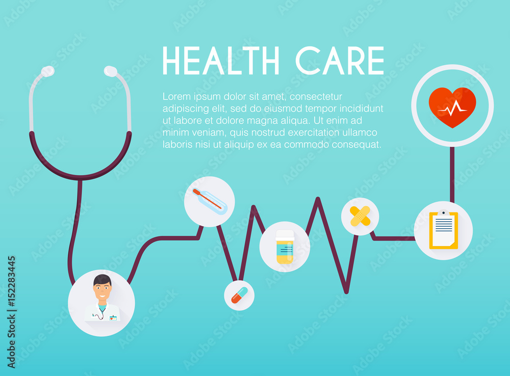 Abstract medical icon with stethoscope. Medical concept. Flat design ...