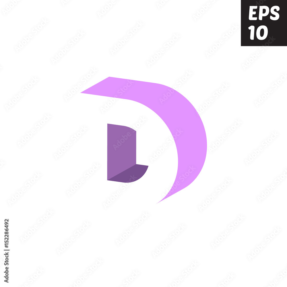 Initial letter D lowercase logo design template block violet purple ...