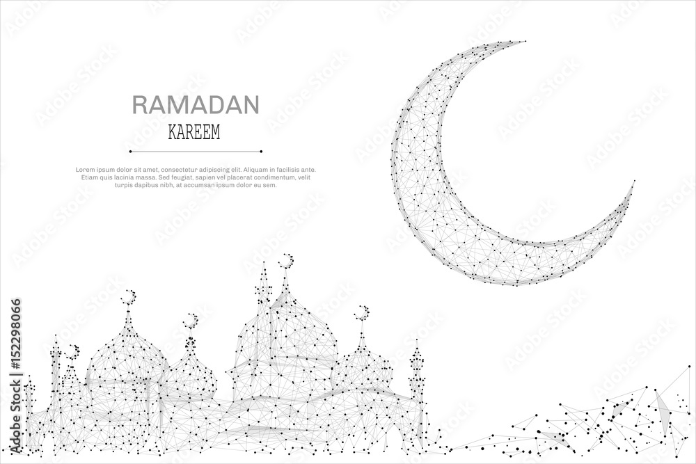 Abstract mosque and arabic moon polygonal, geometry triangle. Light ...