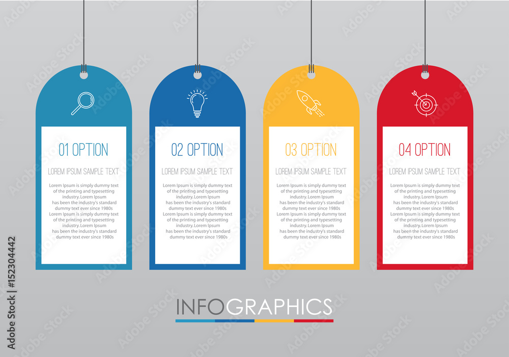 Modern Info-graphic Template for Business with four steps multi-Color ...