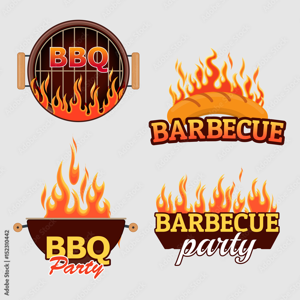 Vector set of barbecue logos and labels Stock Vector | Adobe Stock