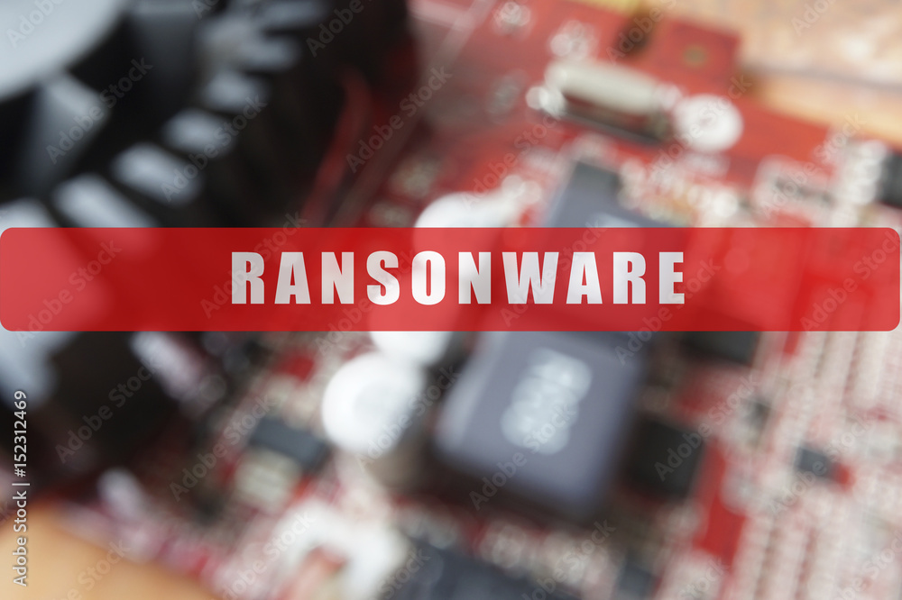 Blurred of a circuit board with big microchip . Cyber security concept ...