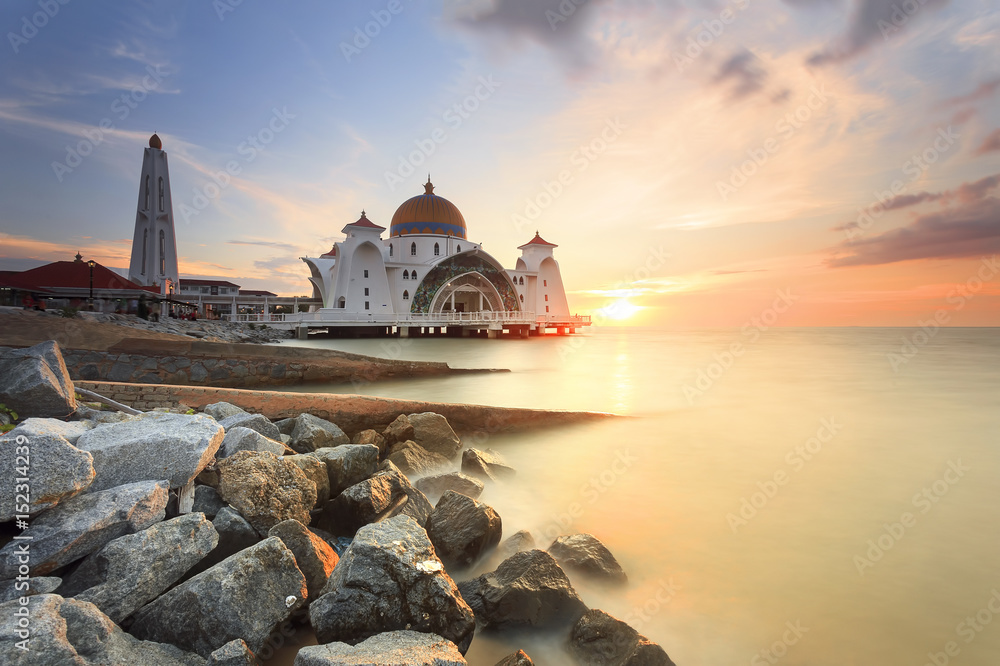Malacca Straits Mosque ( Masjid Selat Melaka), It is a mosque located ...