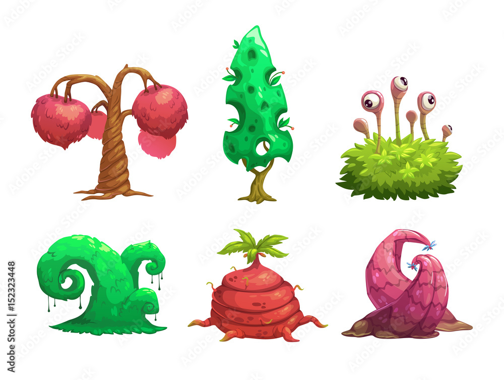 Fantasy tree set. Stock Vector | Adobe Stock