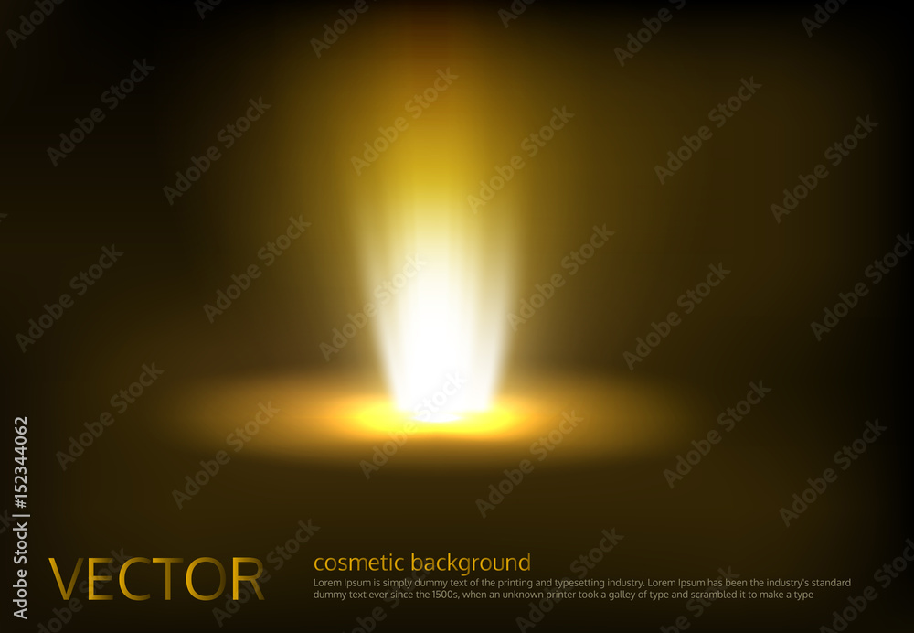 Vector illustration of a golden light ray, a light beam, a glow effect ...