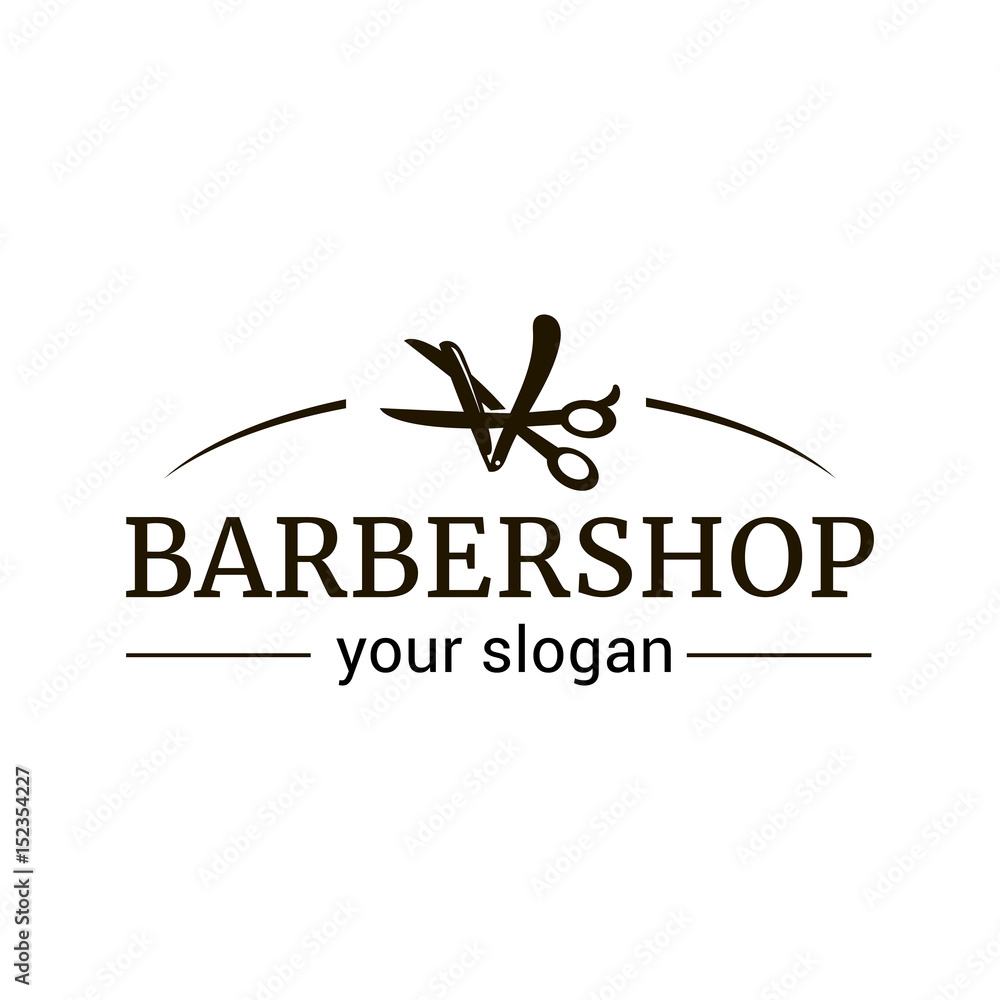 Vector logo template for Barber shop.Sign of scissors and razor. Stock ...