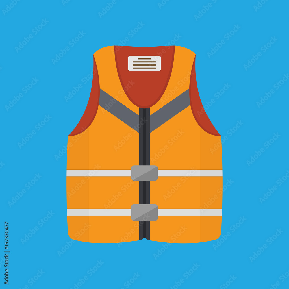 Life Jacket Flat Vector Illustration Stock Vector | Adobe Stock