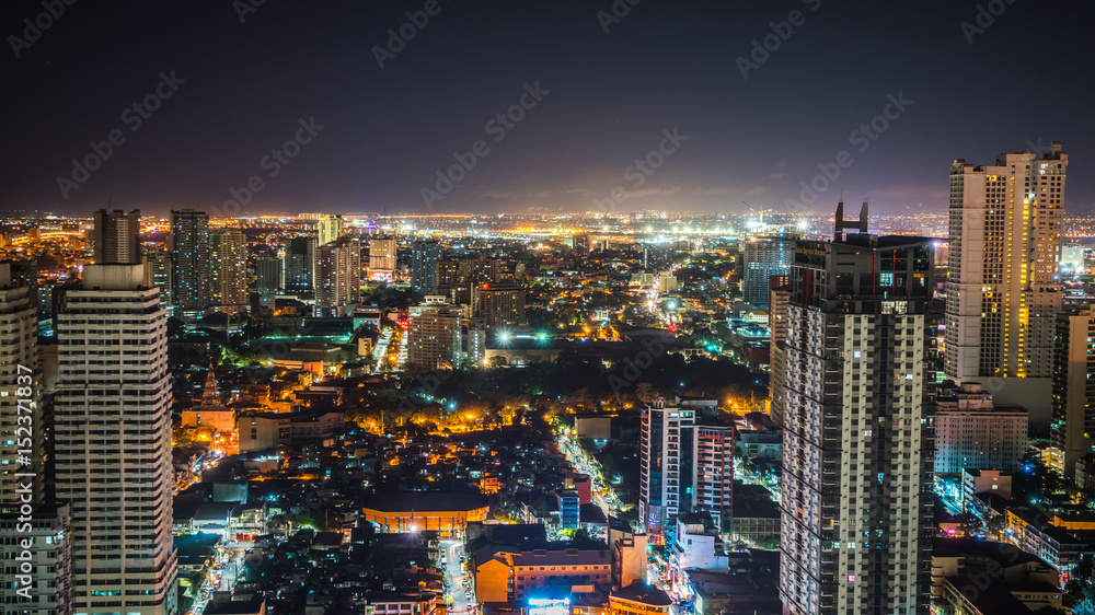 Beautiful bird's eye view of Manila City at night Stock Photo | Adobe Stock