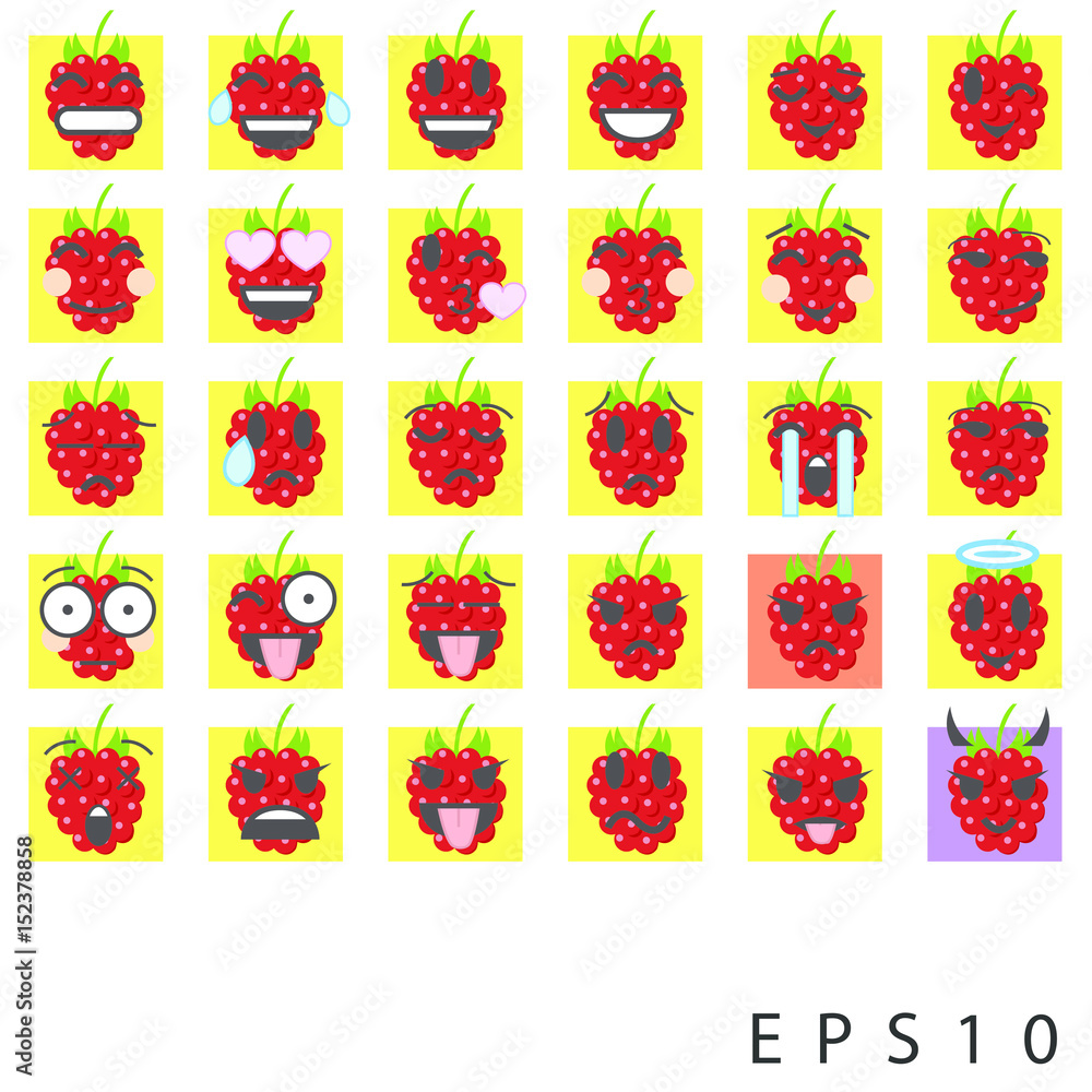 Berry emoji emoticon icon set Stock Vector | Adobe Stock