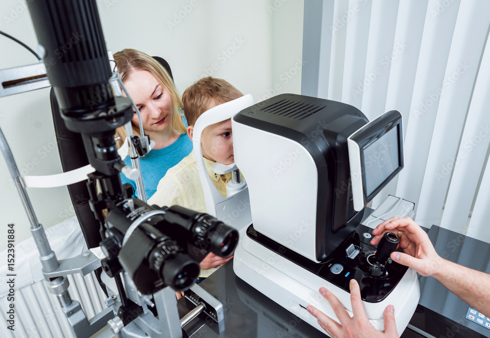 Slit lamp examination. Biomicroscopy of the anterior eye segment. Stock ...