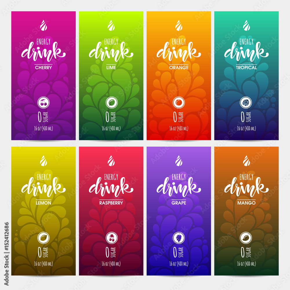 Vector set of templates packaging energy drink Stock Vector | Adobe Stock