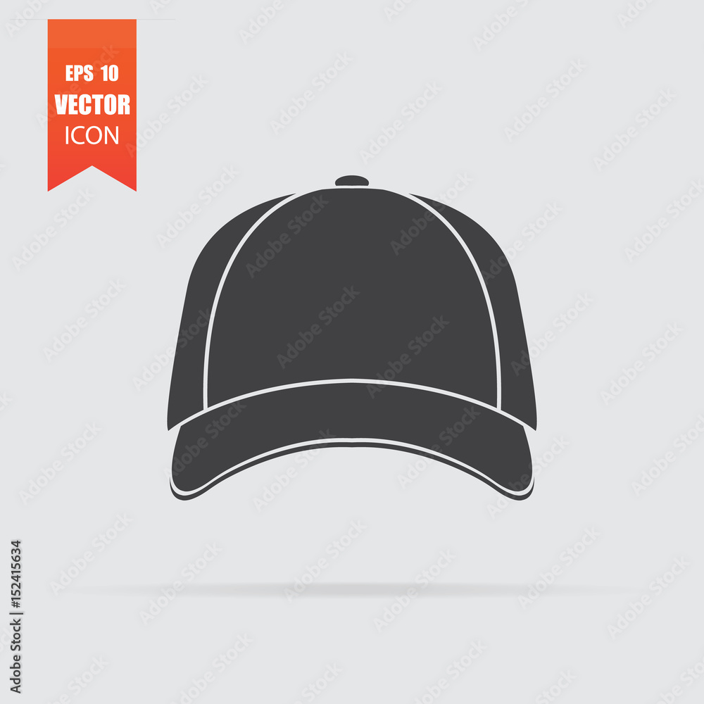 Baseball cap icon in flat style isolated on grey background. Stock ...