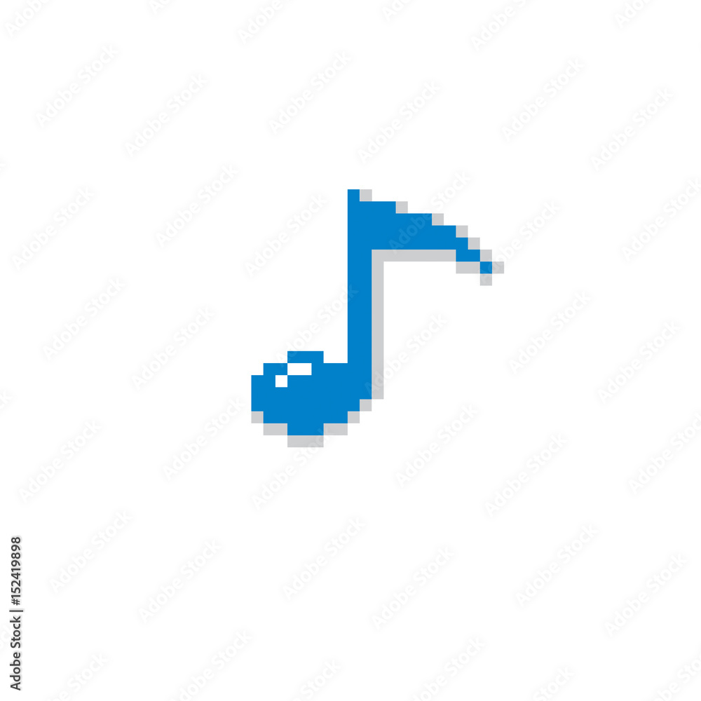 Set of vector musical notes retro sign made in pixel art style. Music ...