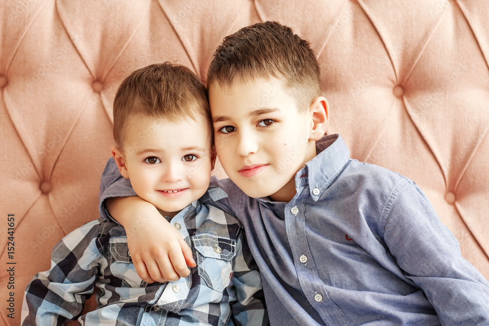 Two little brothers hugging. Children. The concept of family, childhood ...