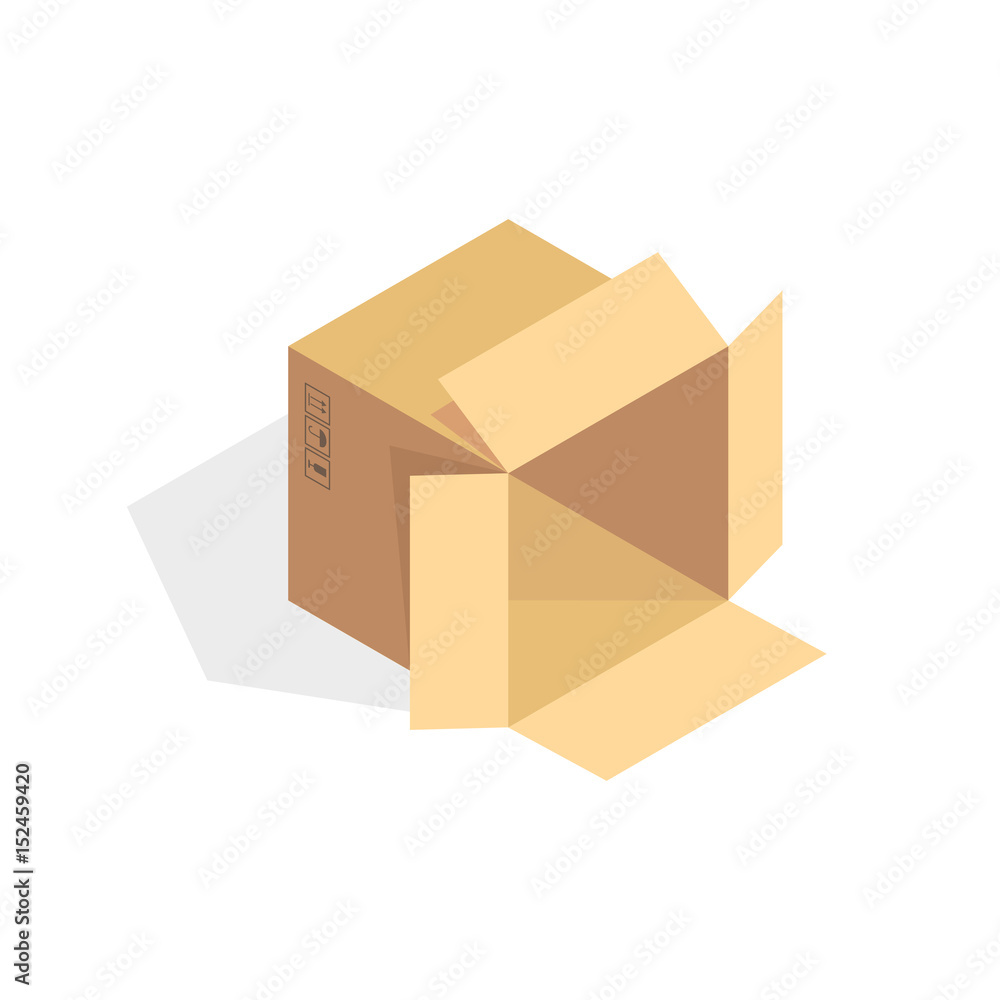 Isometric cardboard icon. Cartoon package box vector illustration Stock ...