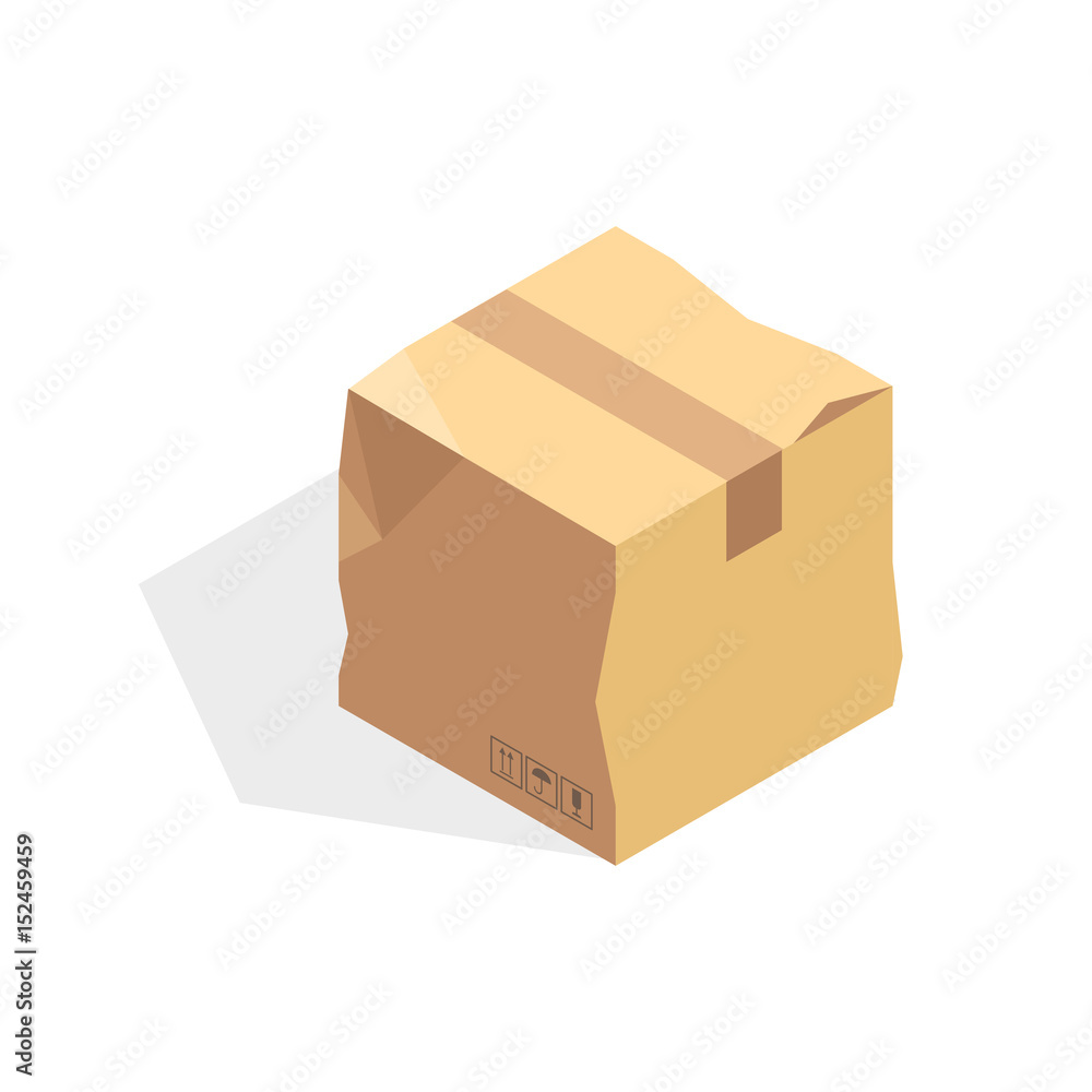 Isometric cardboard icon. Cartoon package box vector illustration Stock ...