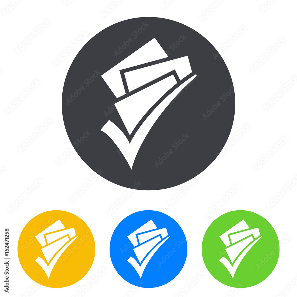 Icono plano validacion documentos en circulo varios colores เวกเตอร์ ...