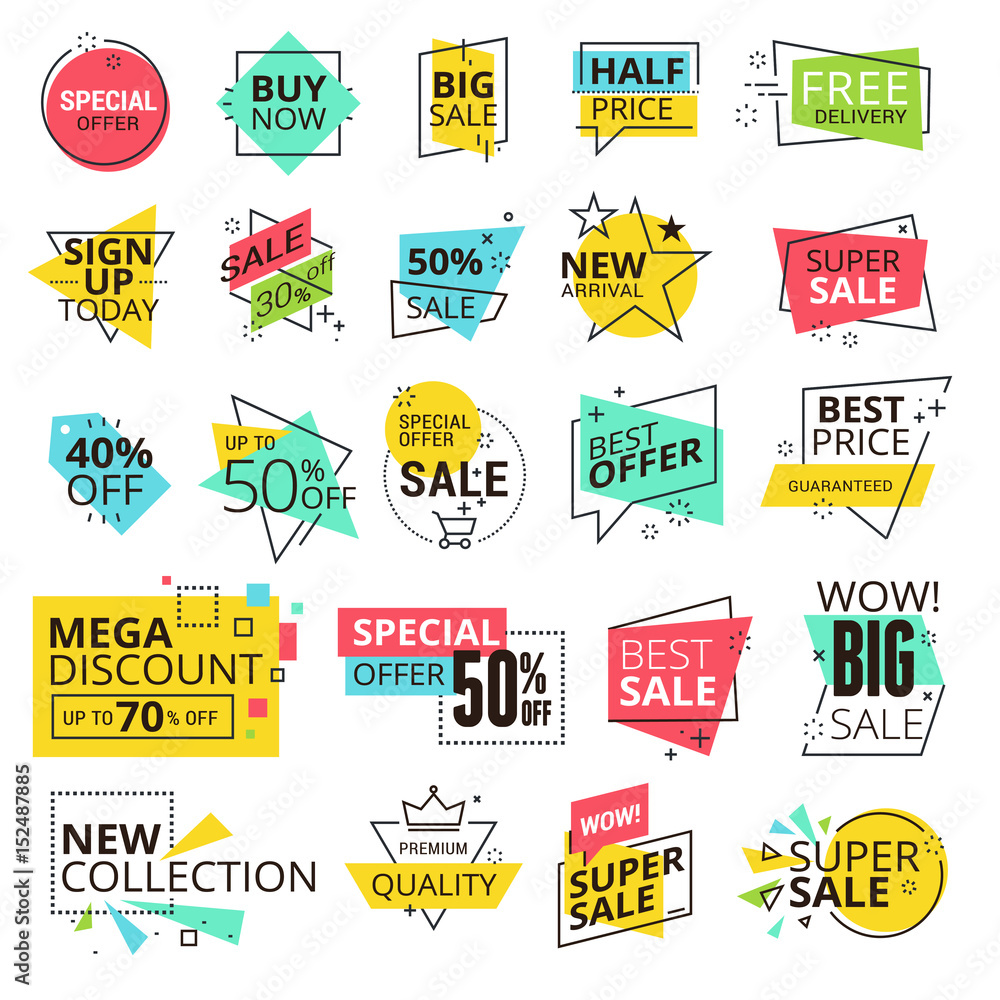 Sale labels collection. Modern vector illustration labels for shopping ...