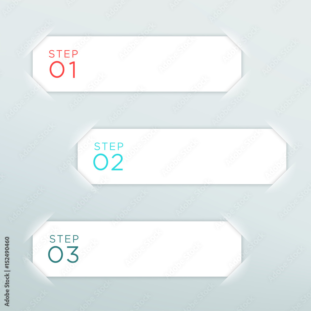 Vector Blank White Paper Frame Steps 1 to 3 Stock Vector | Adobe Stock