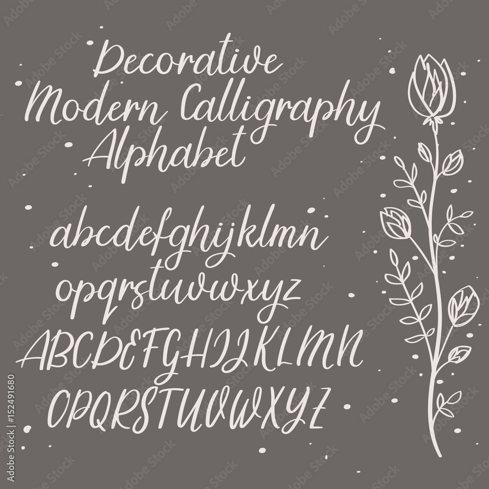 Handwritten vector font. Hand drawn brush style alphabet. Modern ...
