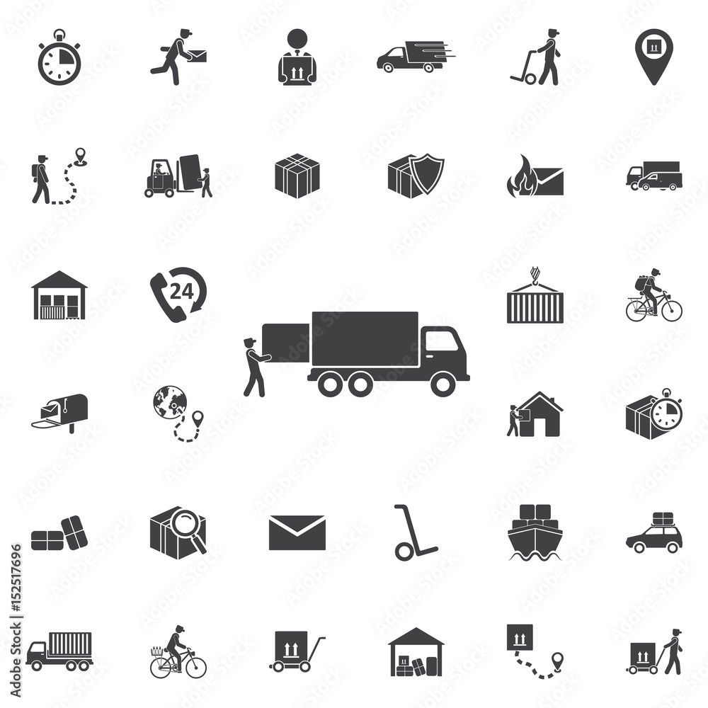 Warehouse icons: loading and unloading of goods Stock Vector | Adobe Stock