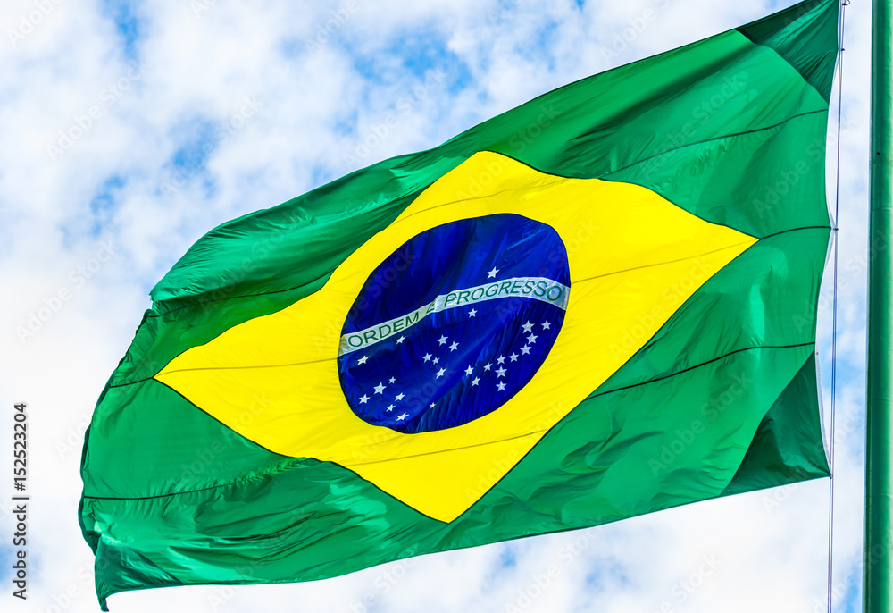 Poster Bandeira do Brasil no mastro. – Muurposter | Europosters