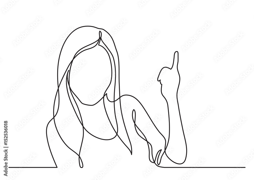 woman pointing - continuous line drawing Stock Vector | Adobe Stock