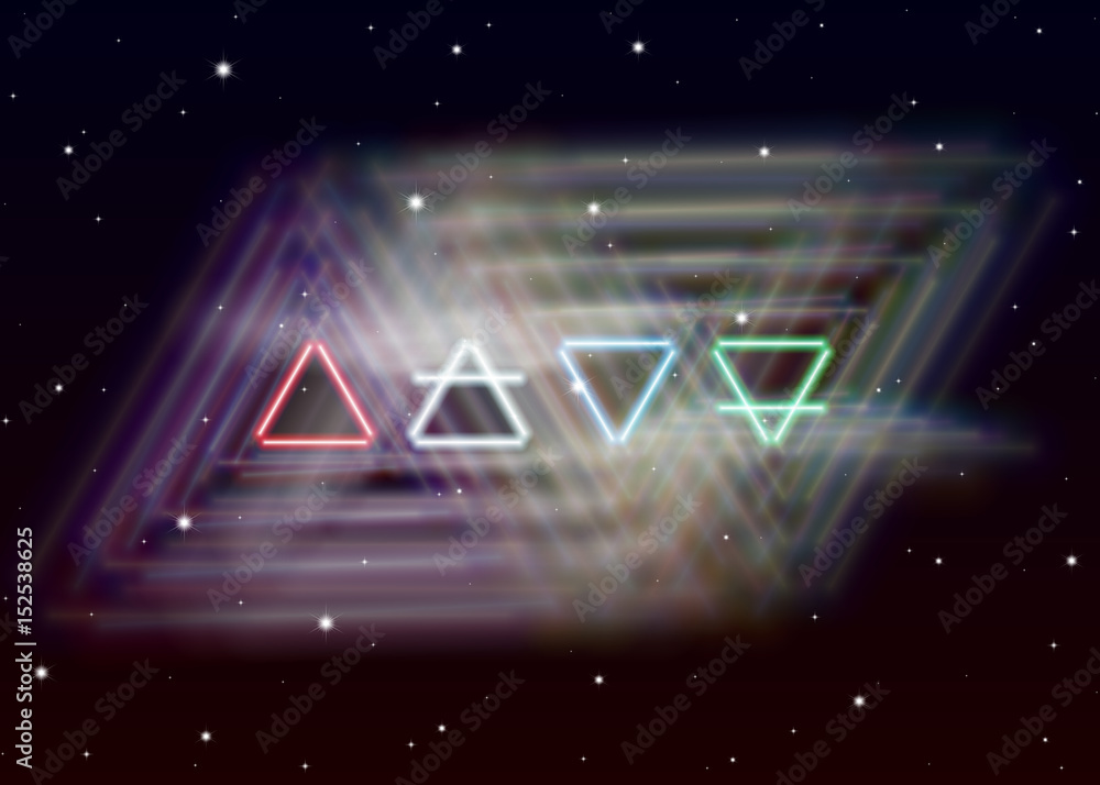 Magic four elements symbols spreads the mystic shiny energy in ...