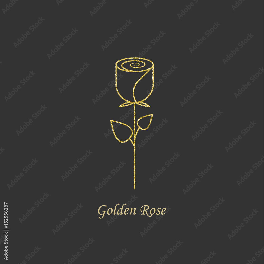 Golden rose vector, flower, logo, sign, symbol, emblem. Vector ...