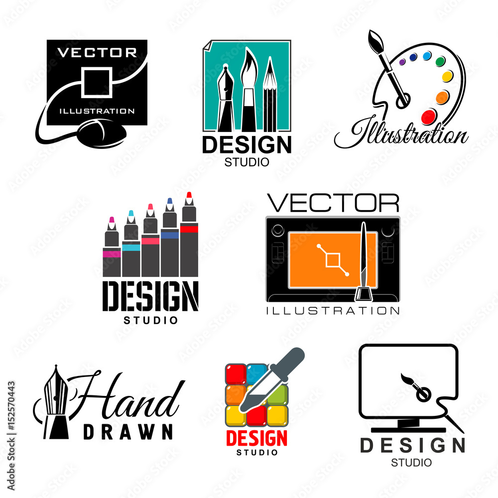 Graphic and web design studio symbol set Stock Vector | Adobe Stock