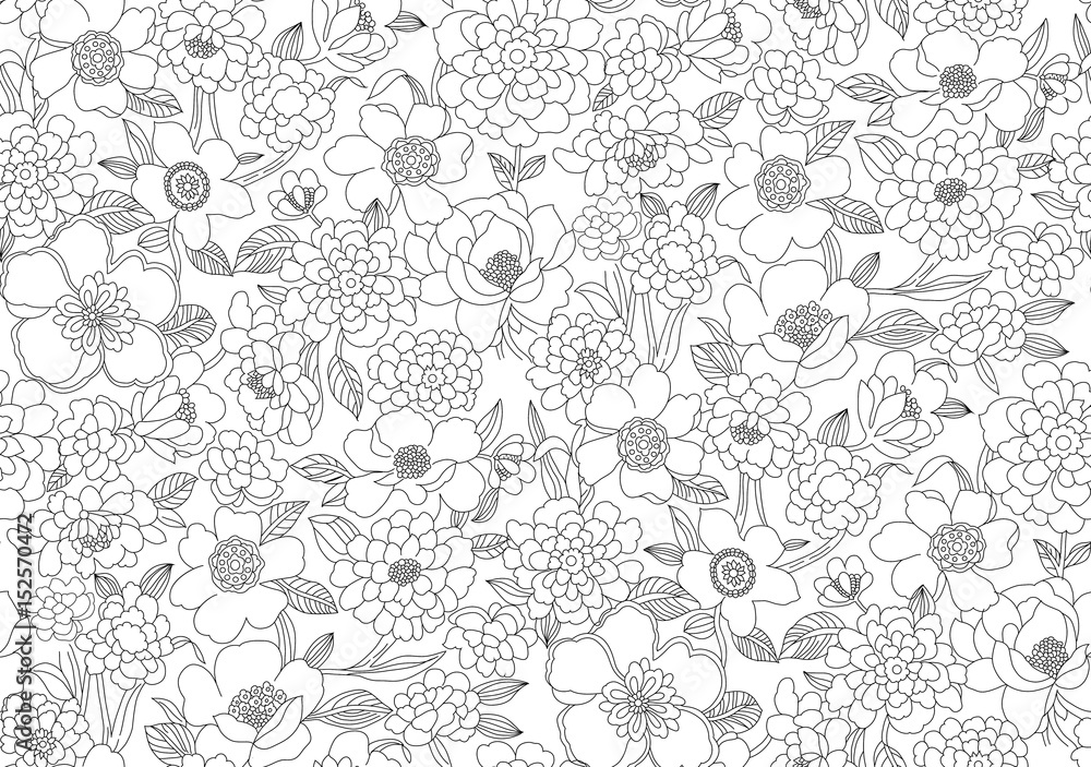 Vector seamless abstract of flower line art graphic style pattern. use ...