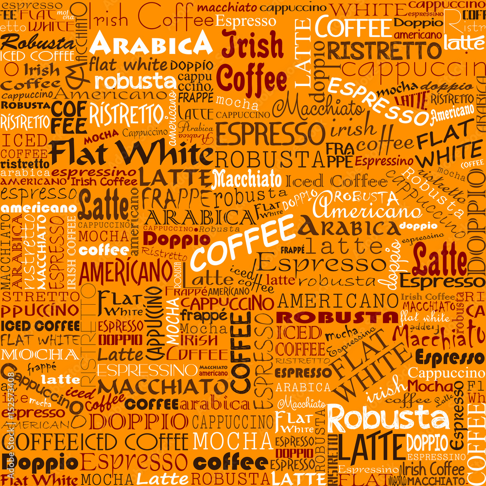 Coffee Words Seamless Background Stock Vector | Adobe Stock