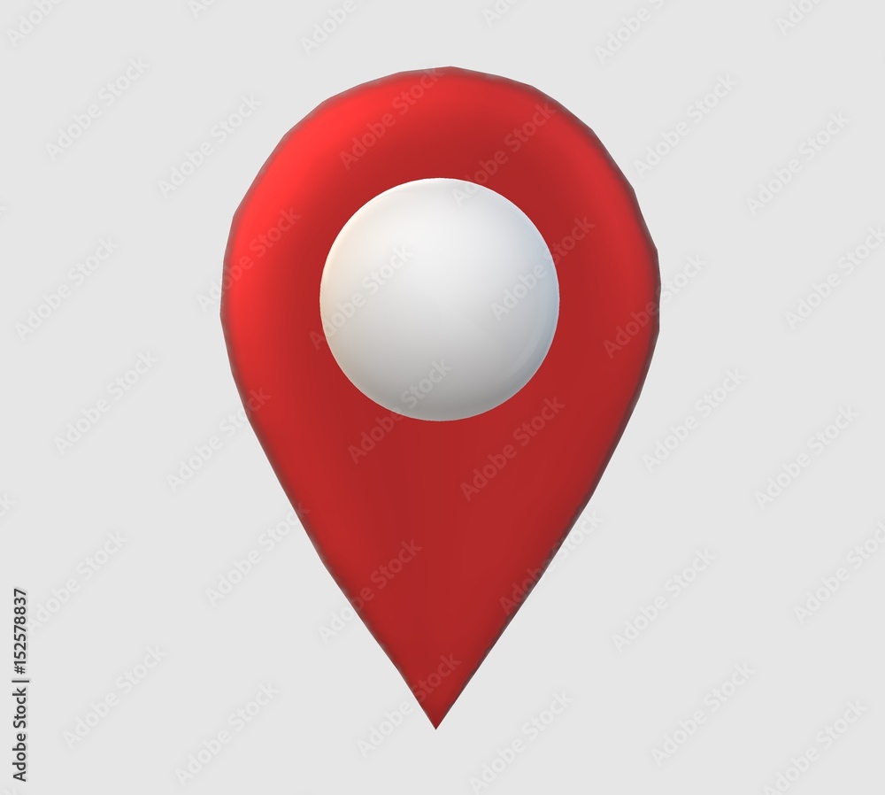 3D map pin on white background. red map pointer icon. 3d red map pin sign. Stock Illustration ...