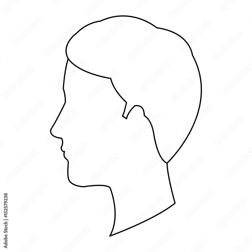 profile head guy young character outline vector illustration Stock ...