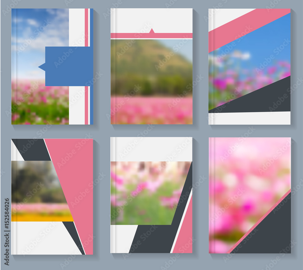 Business magazine cover layout design with flowers nature landscape ...