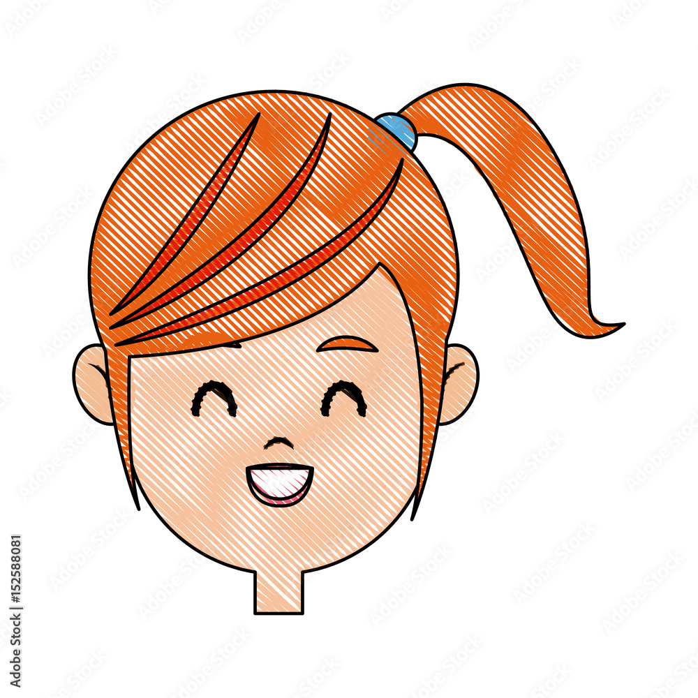 drawing portrait pretty little girl happy vector illustration Stock ...