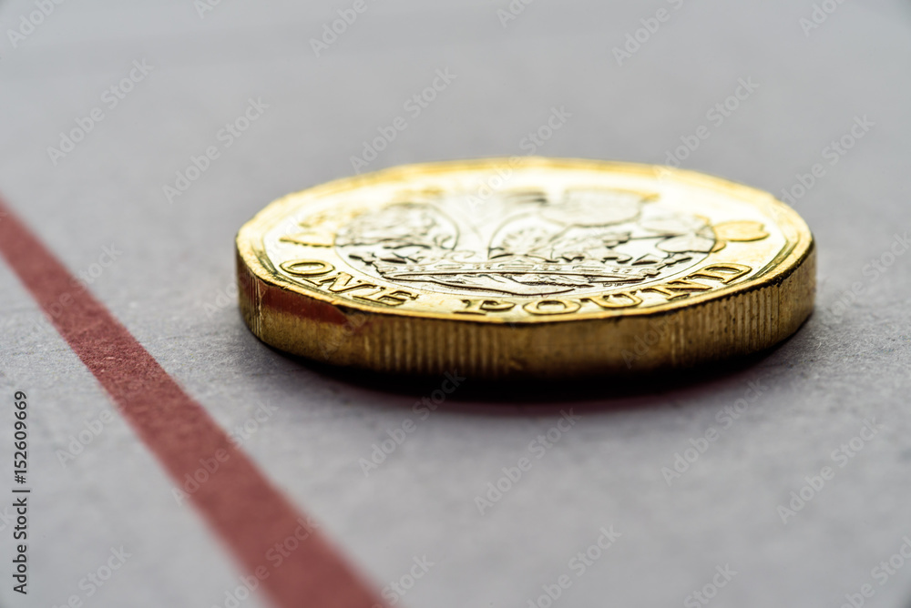 New British One Pound Sterling Coin Chart Rate Stock Photo | Adobe Stock