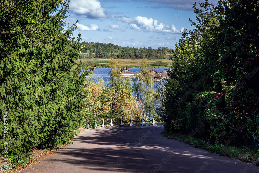 Pripyat River backwater in Chernobyl town, Chernobyl Exclusion Zone ...