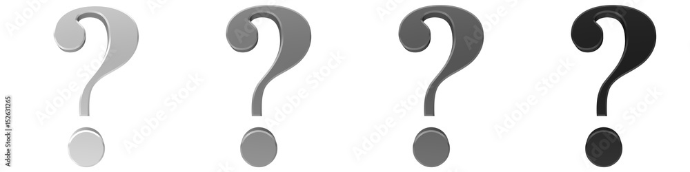question mark 3d silver grey gray black set punctuation marks ...