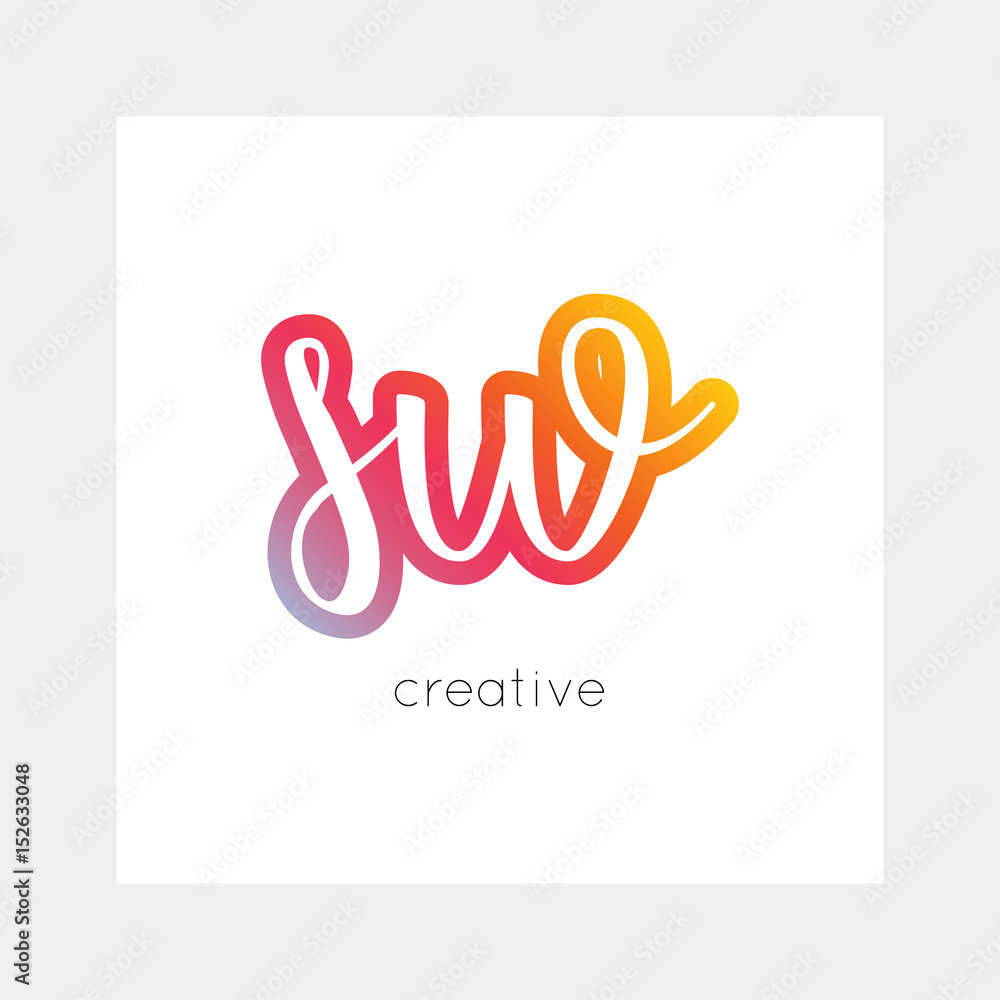 SW logo, vector. Useful as branding, app icon, alphabet combination ...