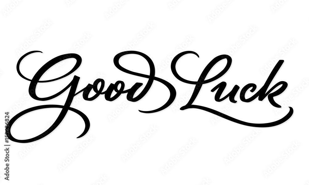 Vecteur Stock GOOD LUCK hand lettering, vector illustration. Hand drawn ...
