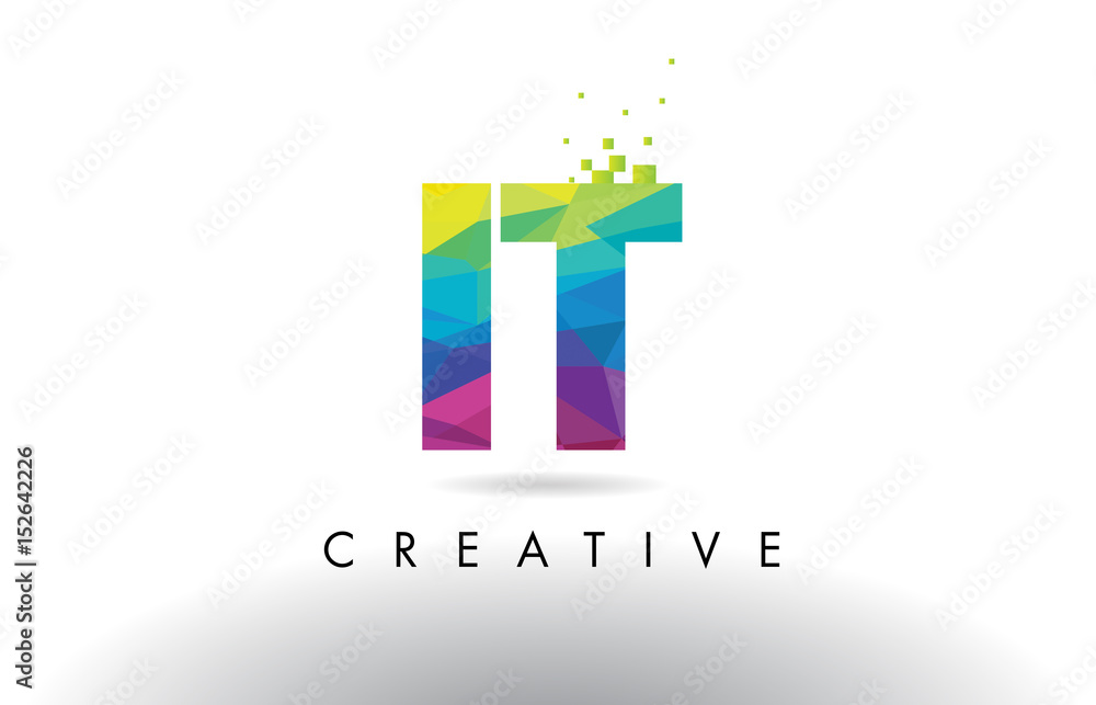 IT I T Colorful Letter Origami Triangles Design Vector. Stock Vector ...