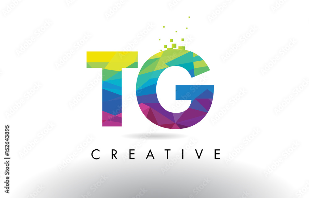 TG T G Colorful Letter Origami Triangles Design Vector. Stock Vector ...