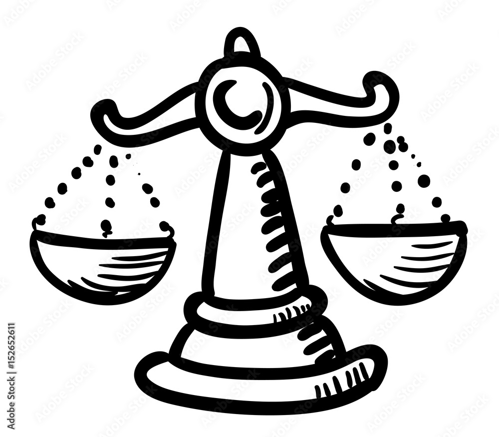Cartoon image of Balance Icon. Scales symbol. An artistic freehand ...