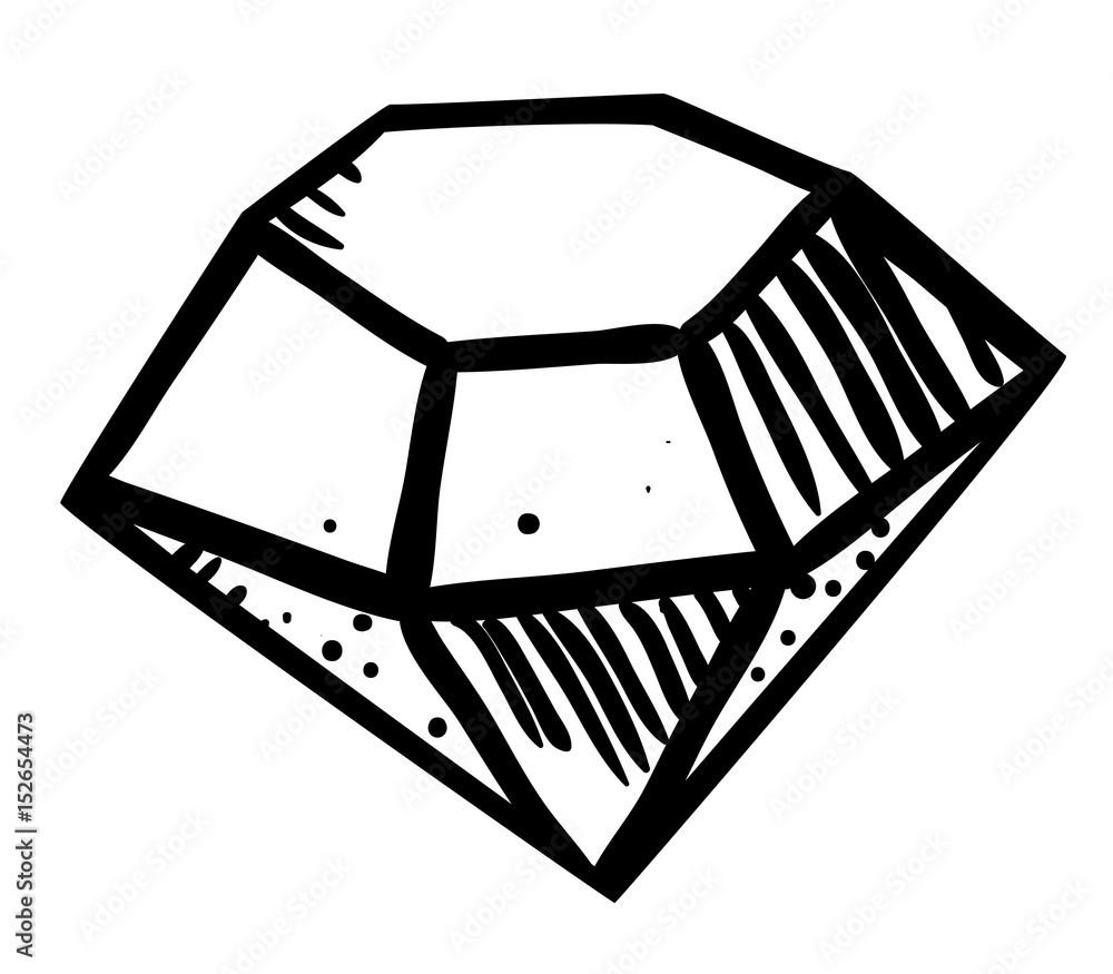 Cartoon image of Diamond Icon. Diamond symbol. An artistic freehand ...